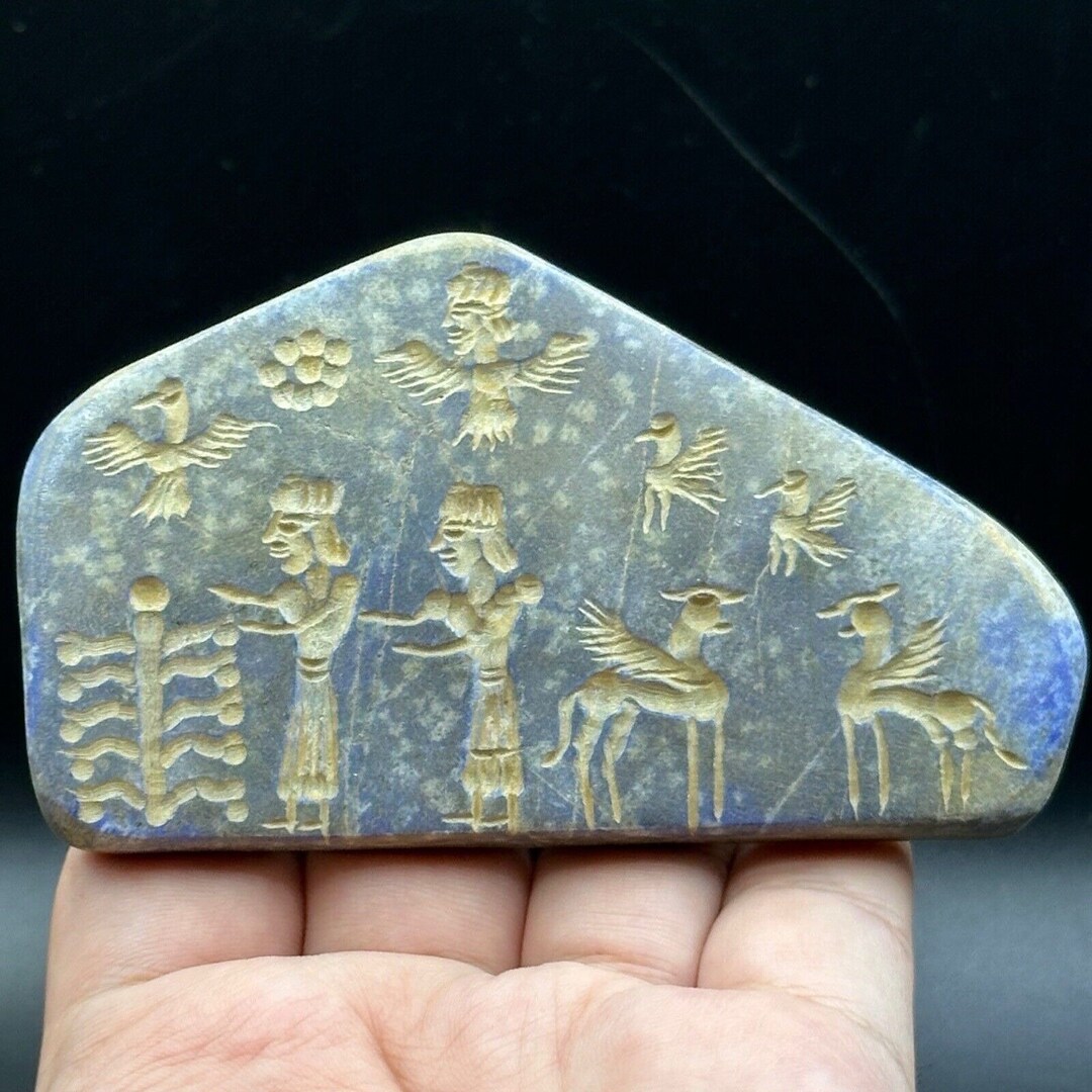 Ancient Near Eastern Lapis Stone Tablet: Human & Animal Scene - Etsy