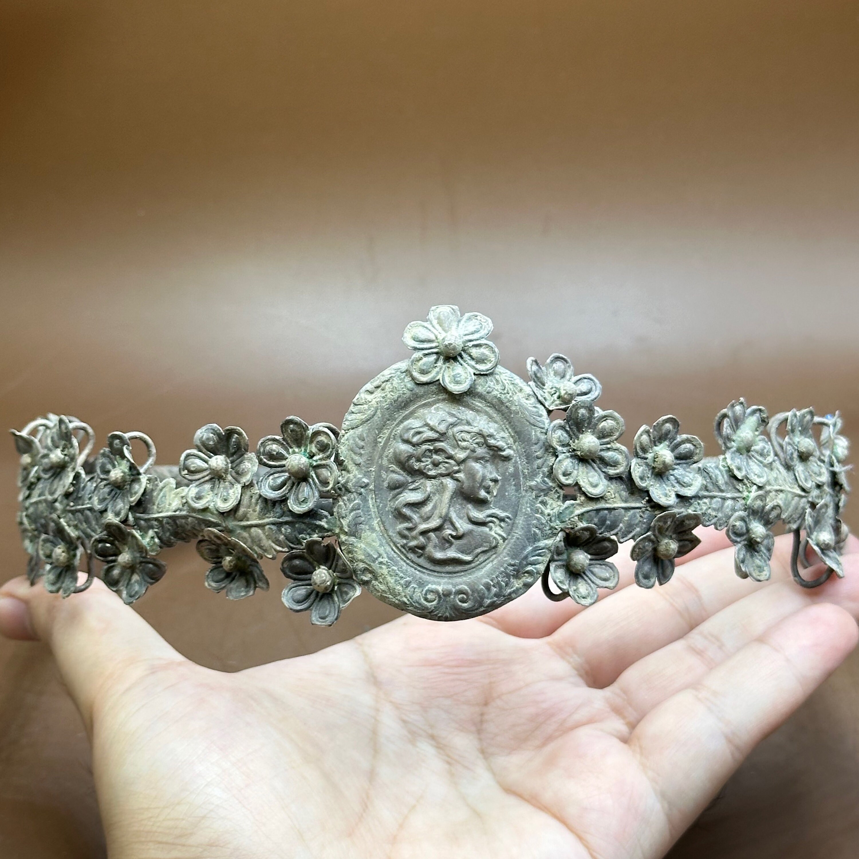 Very Rare Ancient Roman Greek Queen Portrait & Flower Design Solid Silver Tiara Crown - Etsy