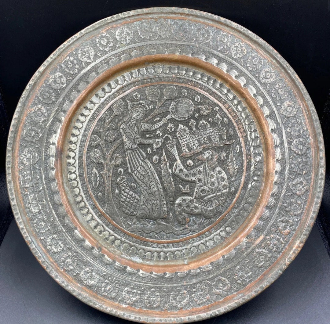 Engraved Silver Plated Plate: Ancient Near Eastern Queen & King Design ...