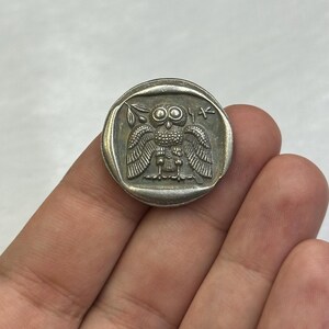 Ancient Greek Old Tetradrachm Athens Attica Owl Silver Coated Coin - Etsy