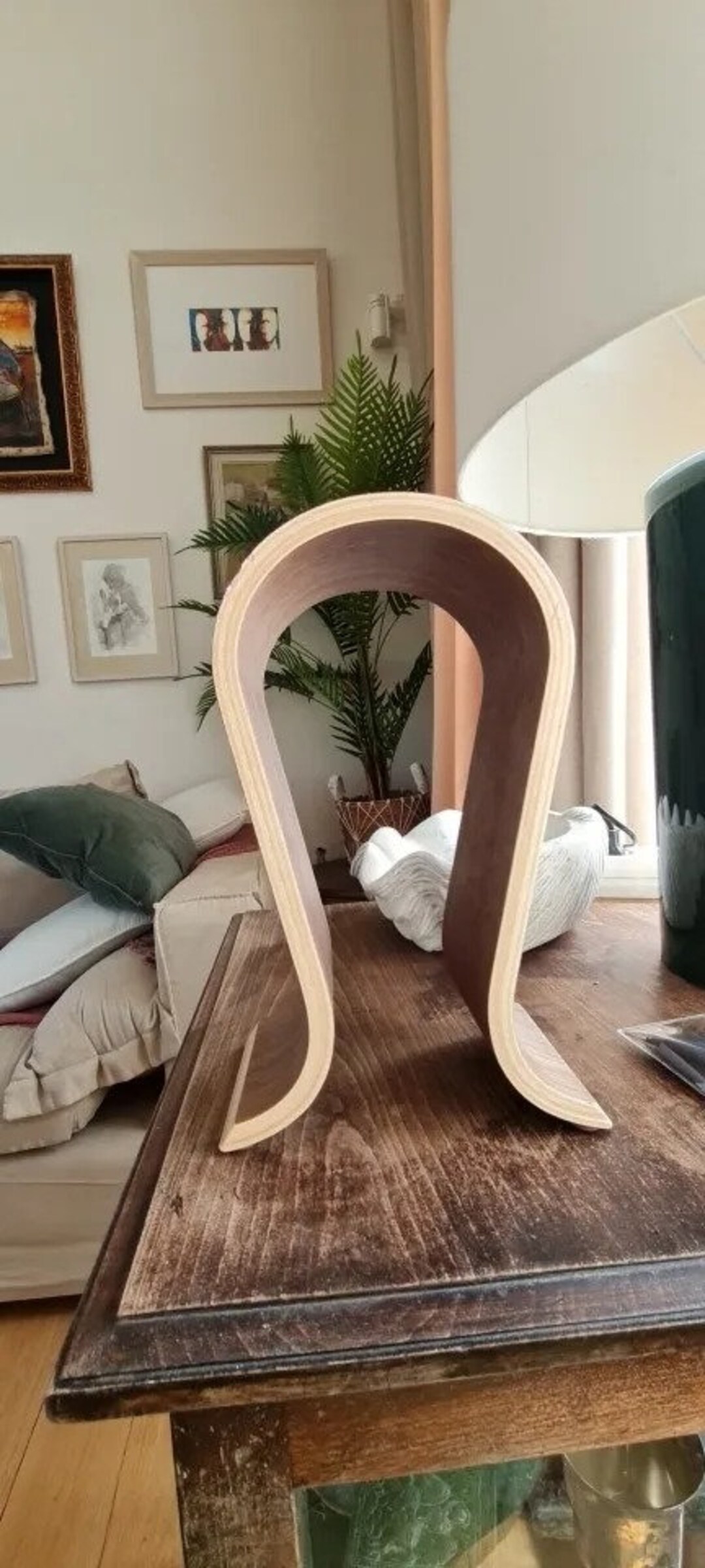 Walnut Headphones Stand Minimalist Scandinavian Style Office Desk ...