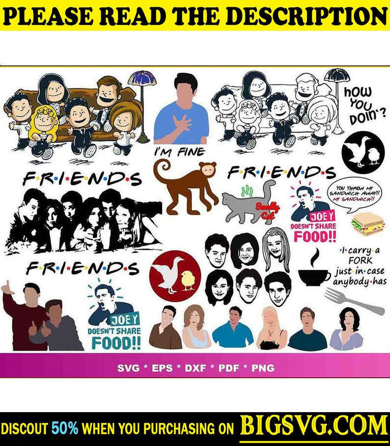1.000 Friends Svg,friends TV Show Bundle, Layered Files,cricut Svg ...