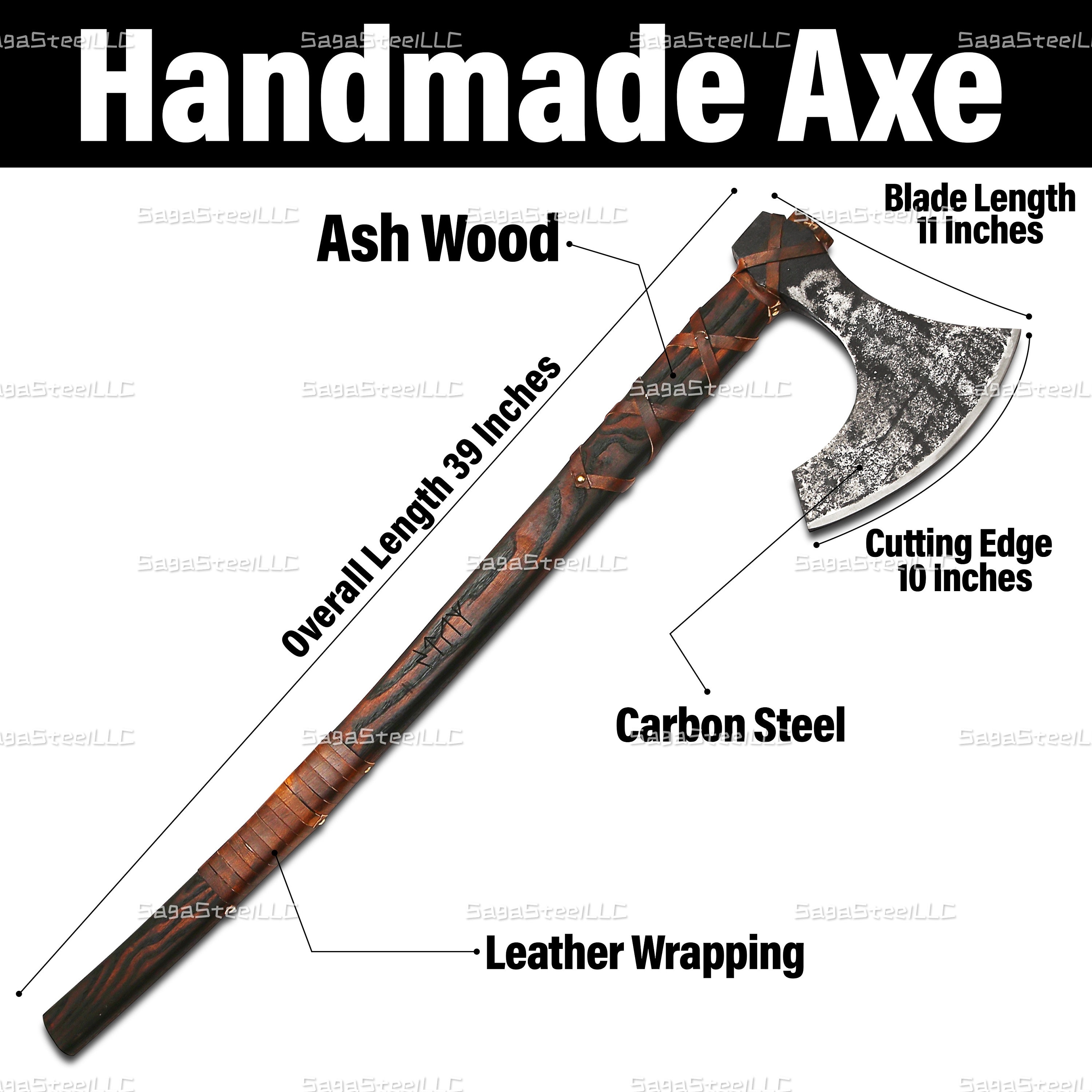 39 Two Handed Berserker Axe, Hand Forged Steel Axe, Norse Battle Axe, Scandinavian Style Viking ...