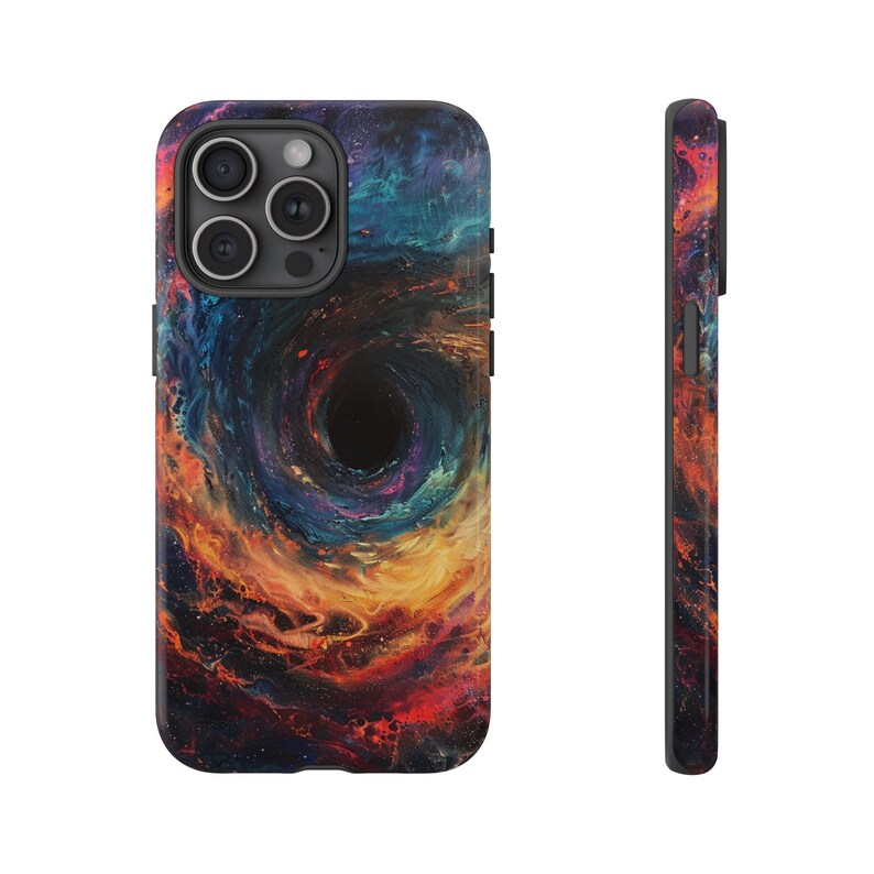 Cosmic Whirlpool Galaxy Black Hole Phone Case, Colorful Watercolor ...