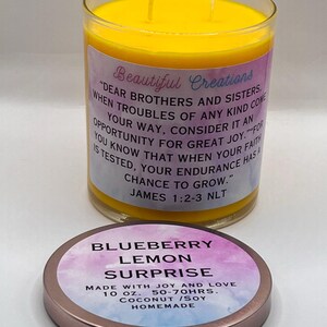 Bible Verse Soy Coconut Candle - Blueberry Lemon Crumble Scented - Etsy