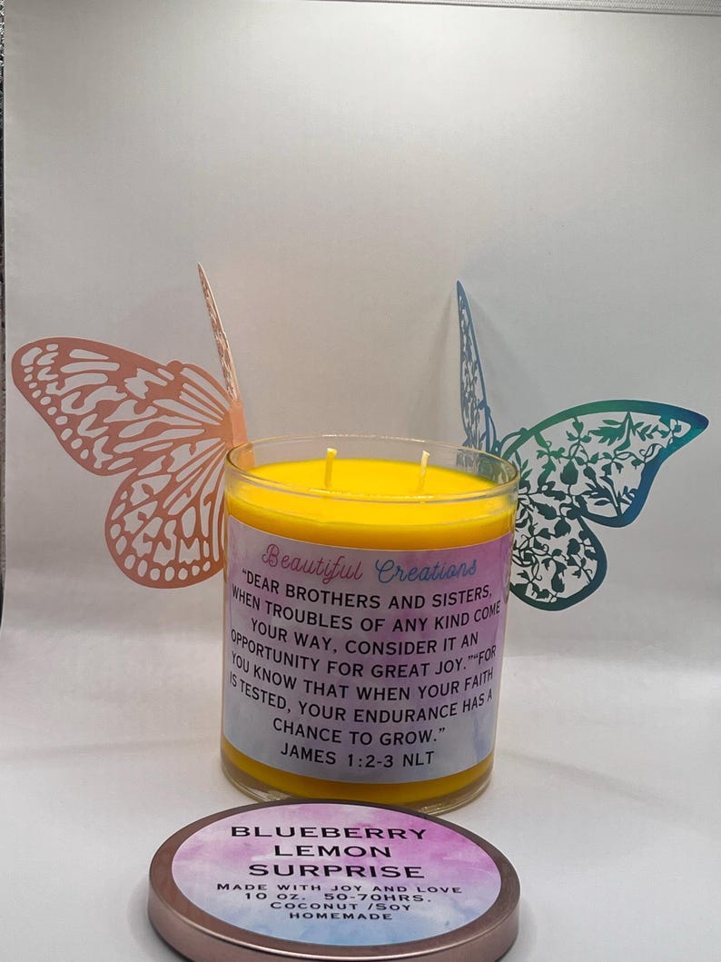 Bible Verse Soy Coconut Candle - Blueberry Lemon Crumble Scented - Etsy