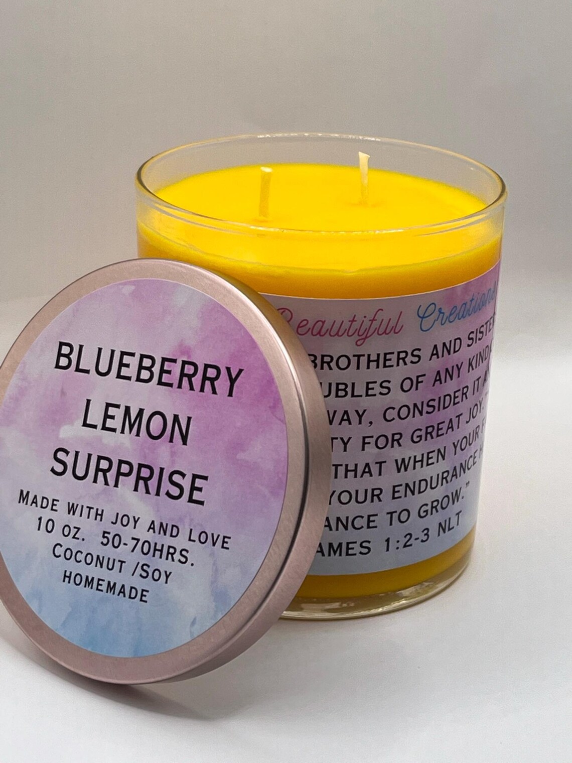 Bible Verse Soy Coconut Candle - Blueberry Lemon Crumble Scented - Etsy
