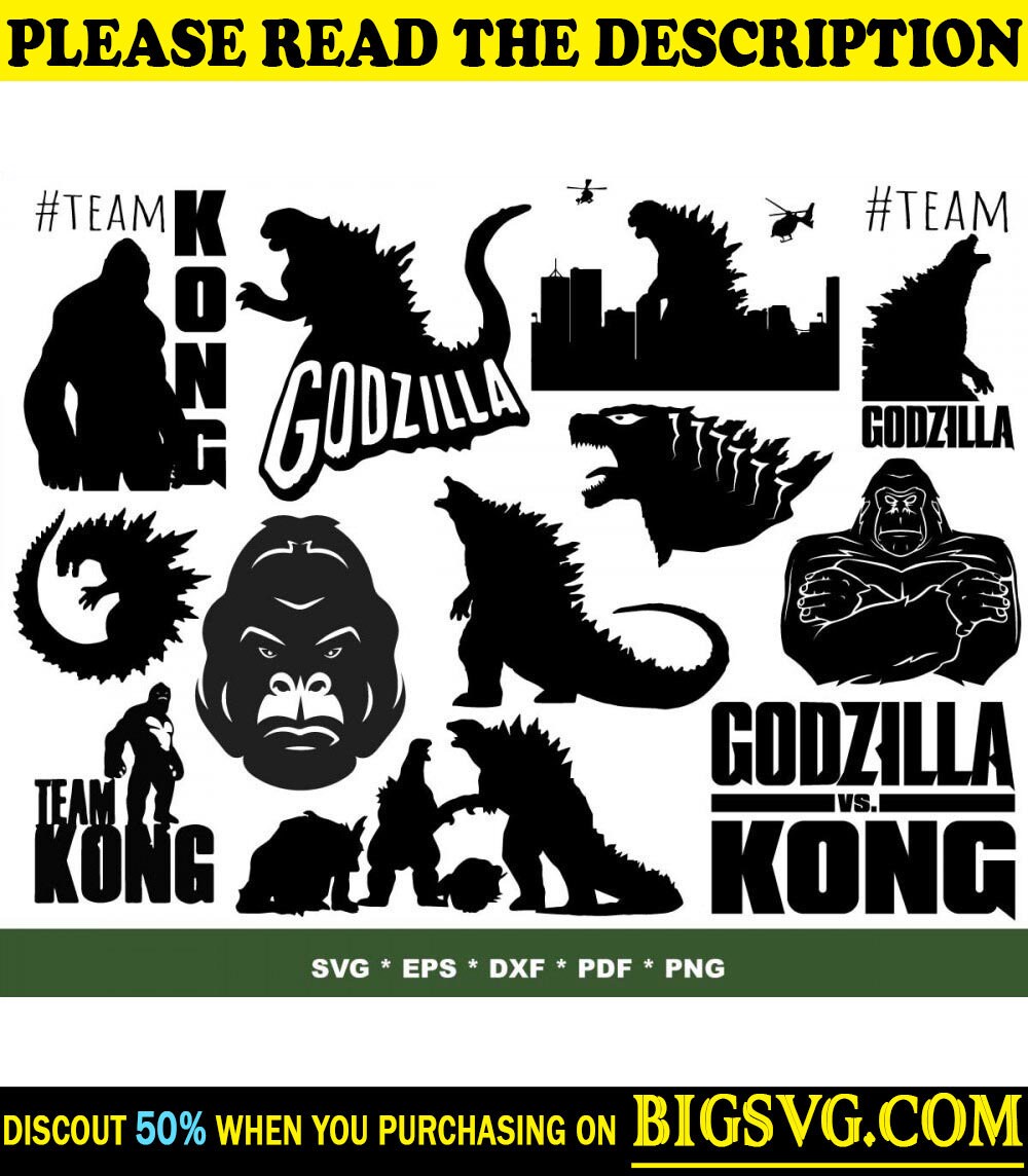250 Tgodzilla Svg Bundle, King Kong Svg Bundle, Godzilla Silhouette ...