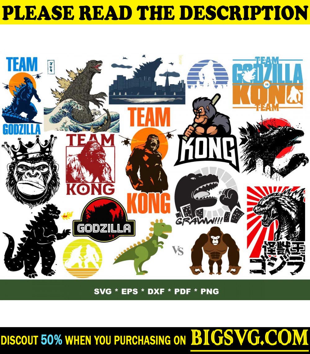 250 Tgodzilla Svg Bundle, King Kong Svg Bundle, Godzilla Silhouette ...