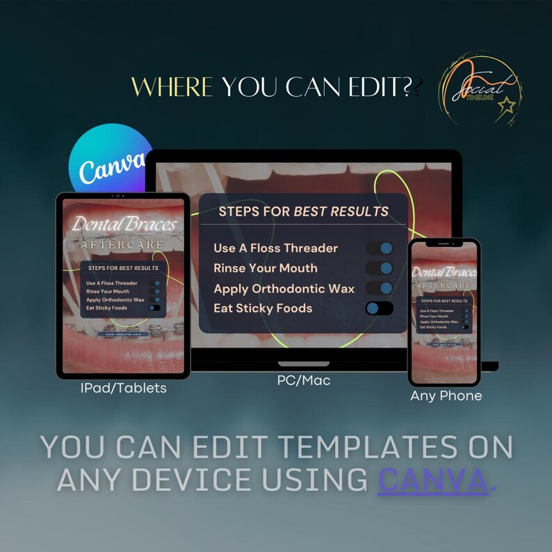 Dental Braces Instagram Templates: Orthodontist Posts, Reels (canva) - Etsy