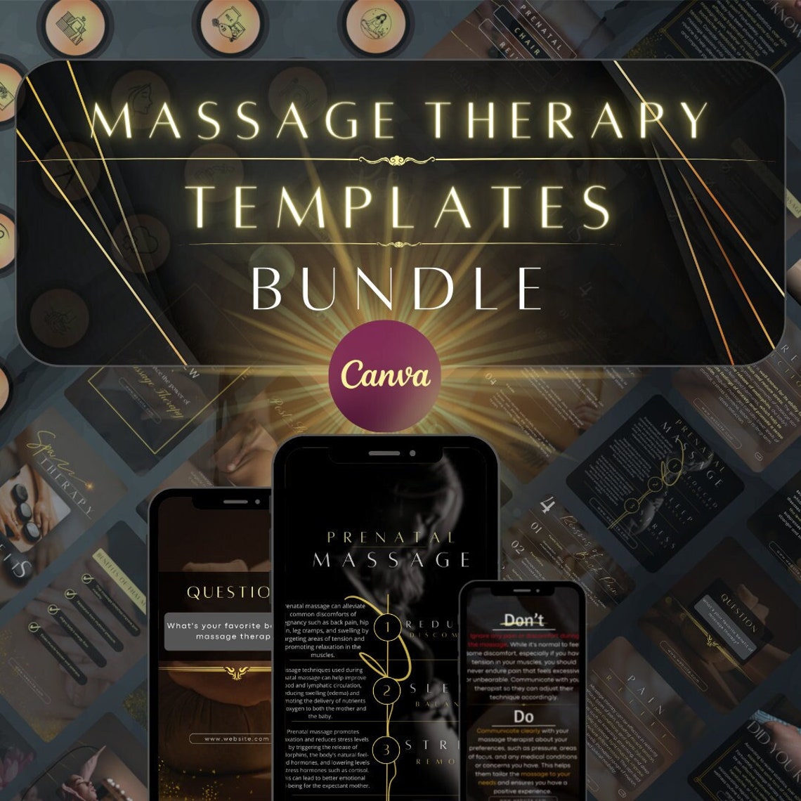 Massage Therapist Templates Bundle, Editable Social Media Content for ...