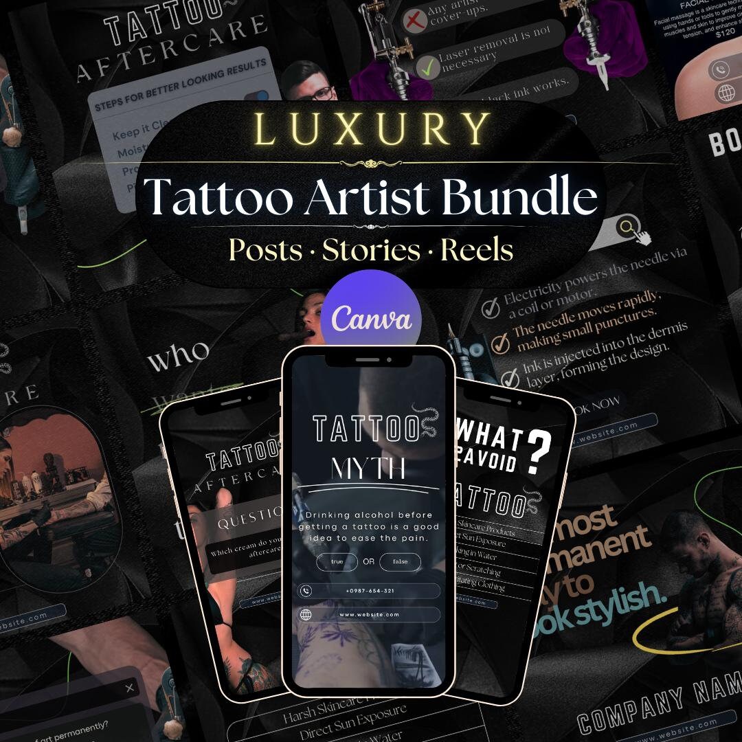 115 Tattoo Artist Instagram Templates Bundle, Tattoo Video Reels ...