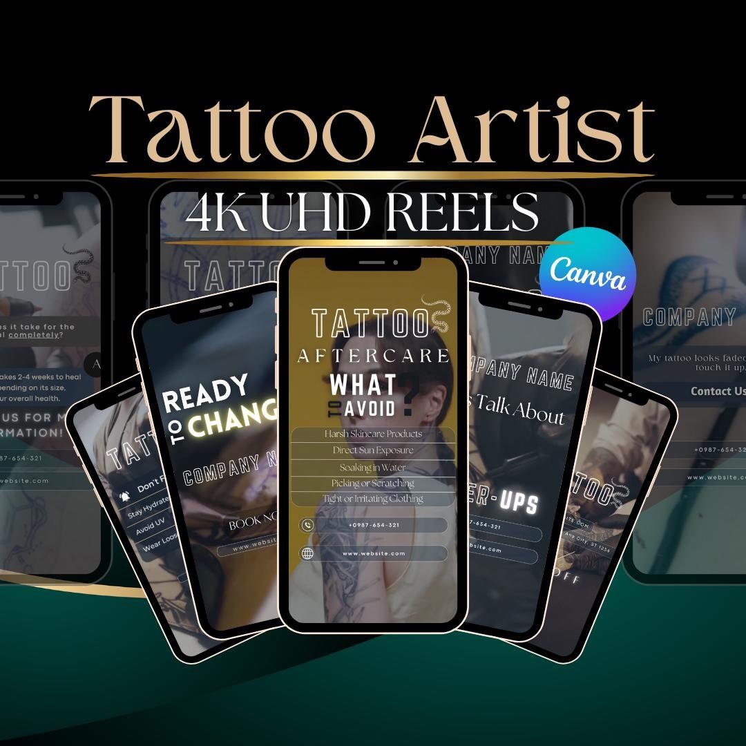 15 Tattoo Artist Reels, Ink Studio Instagram Templates, Tattoo ...