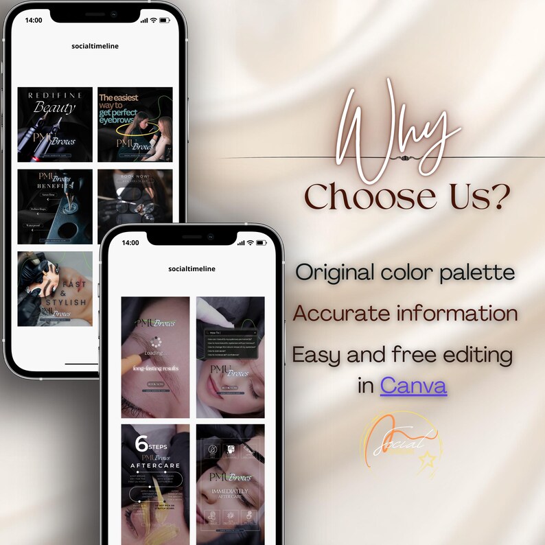 PMU Brows Instagram Templates: Microblading Social Media Reels, Posts ...