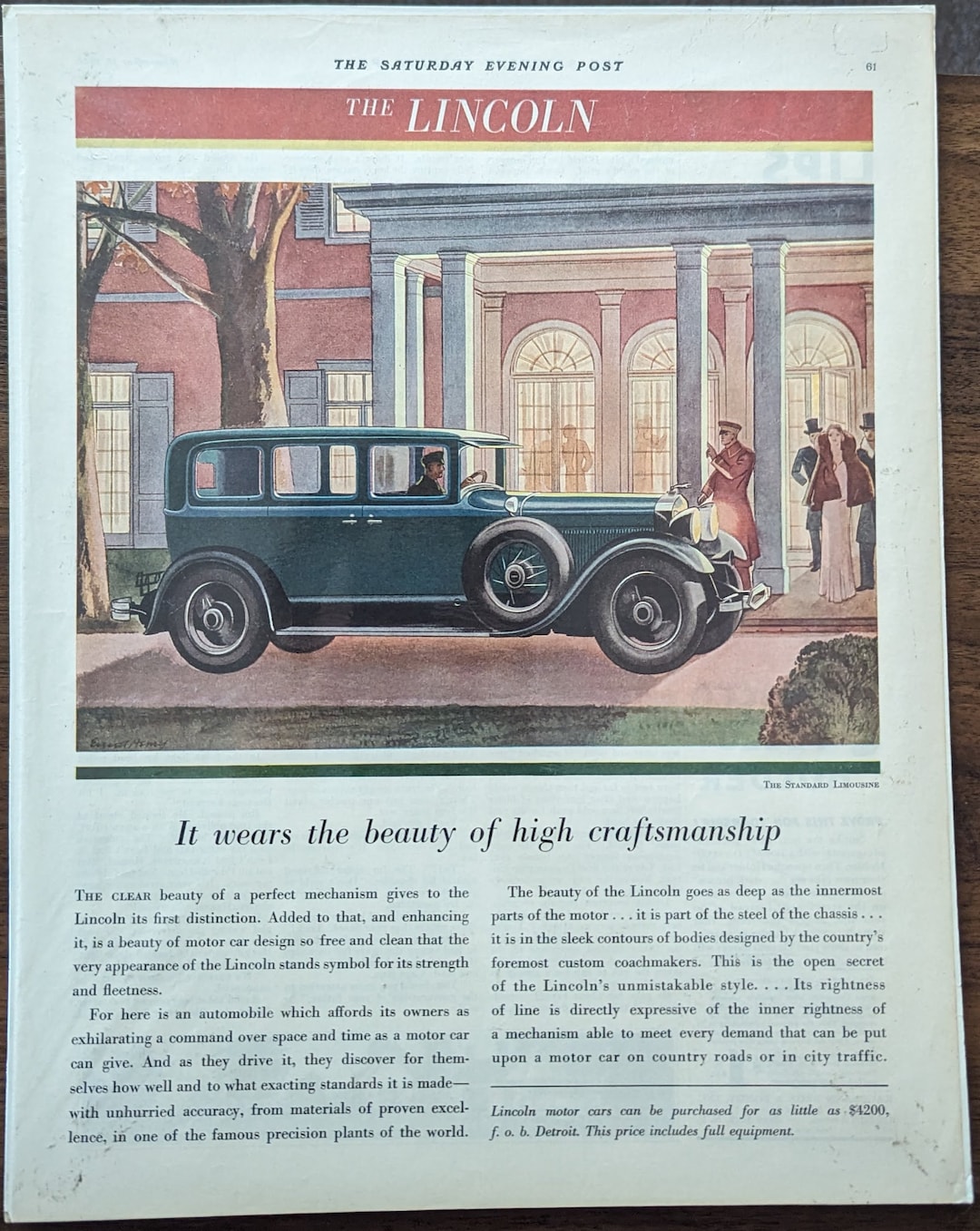1930 Lincoln Standard Limousine Vintage Ad Classic Elegance 14x11 - Etsy