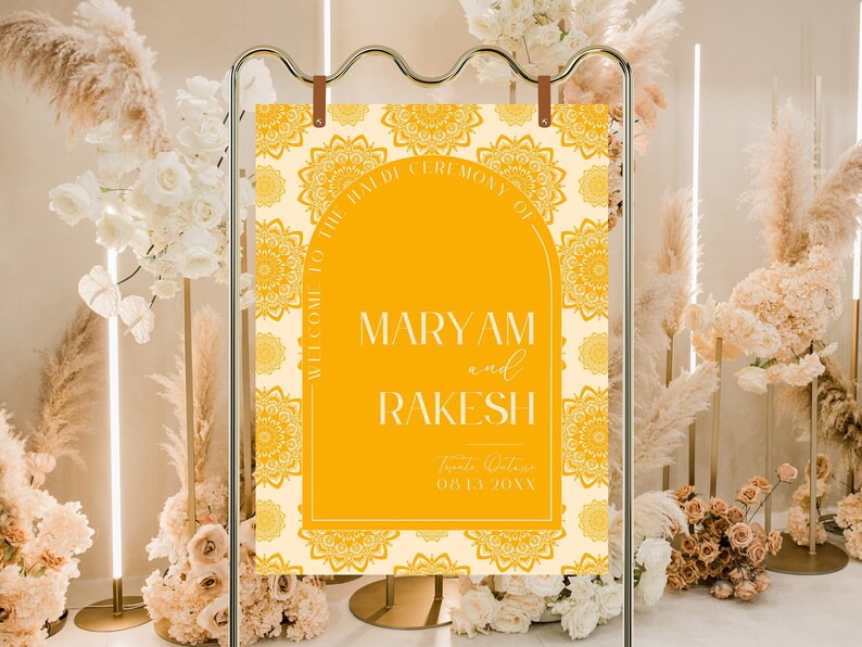 Indian Haldi Welcome Sign Template | Editable Haldi Ceremony Poster ...