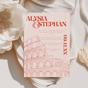 Modern Italian Wedding Invitation Template | Editable Rome Italy ...