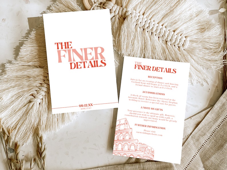 Modern Italian Wedding Invite Set Template | Editable Rome Italy ...