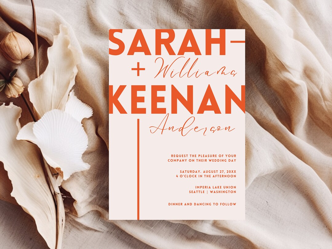 Bold Modern Wedding Invitation Template | Editable Minimalist Design ...