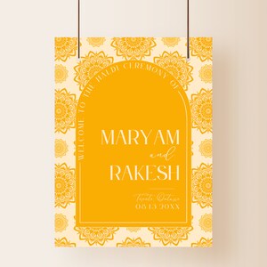 Indian Haldi Welcome Sign Template | Editable Haldi Ceremony Poster ...