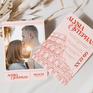 Modern Italian Wedding Invite Set Template | Editable Rome Italy ...