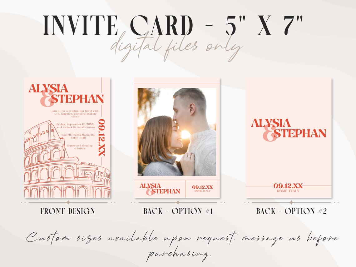 Modern Italian Wedding Invitation Template | Editable Rome Italy ...