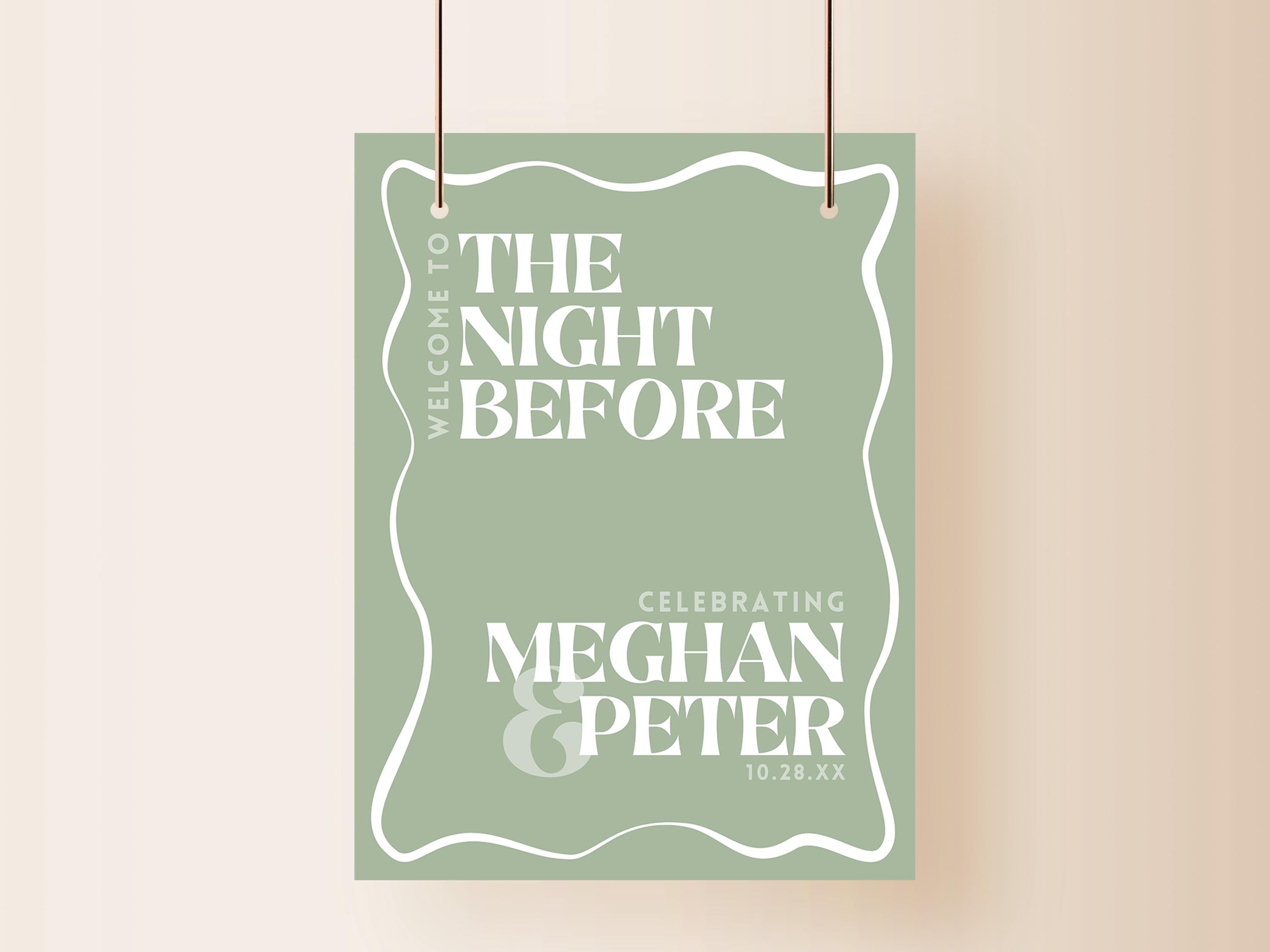 Wavy the Night Before Sign Template Editable Rehearsal Dinner Wedding ...