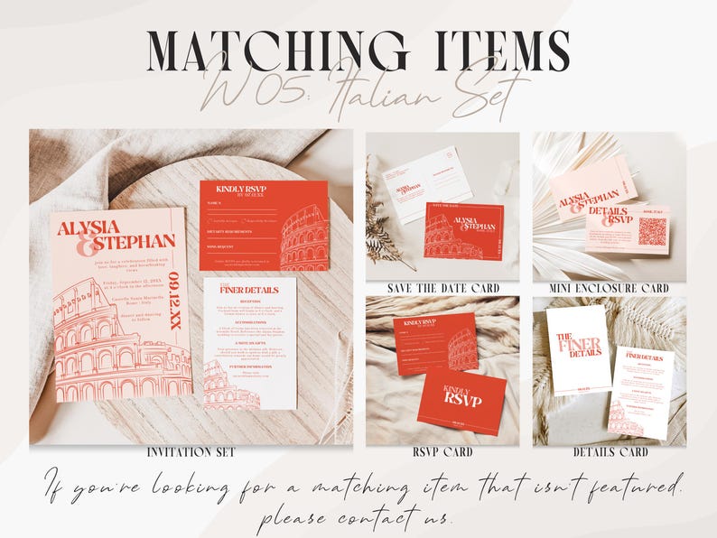 Modern Italian Wedding Invitation Template | Editable Rome Italy ...