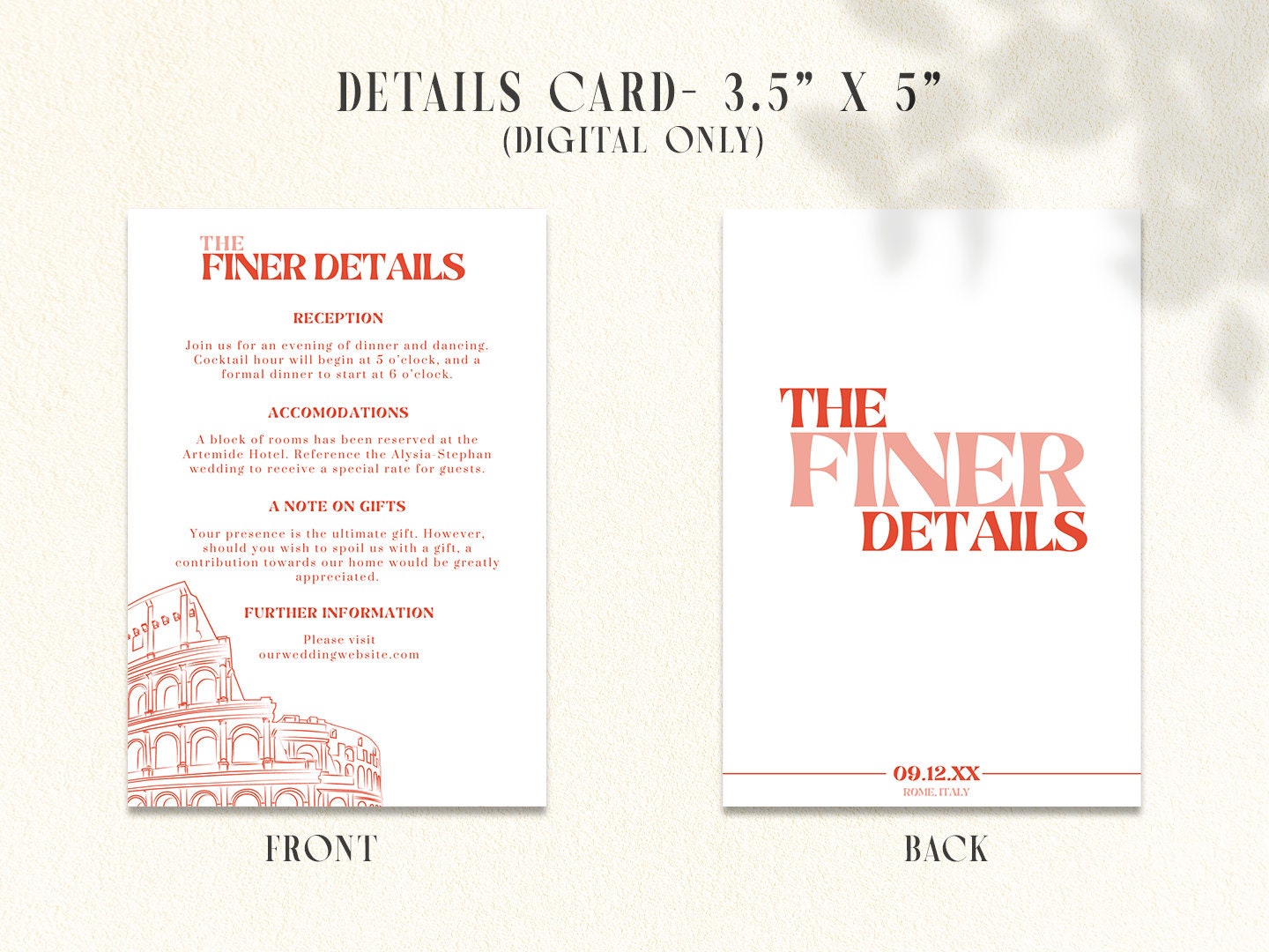 Rome Wedding Invitation Set Template | Colosseum Line Art | Editable ...