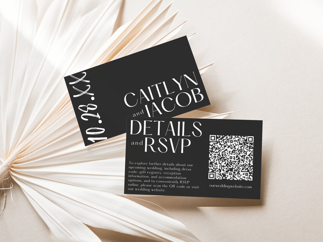 Wedding Website Info Card | QR Code Wedding Reply Card Template | RVSP ...