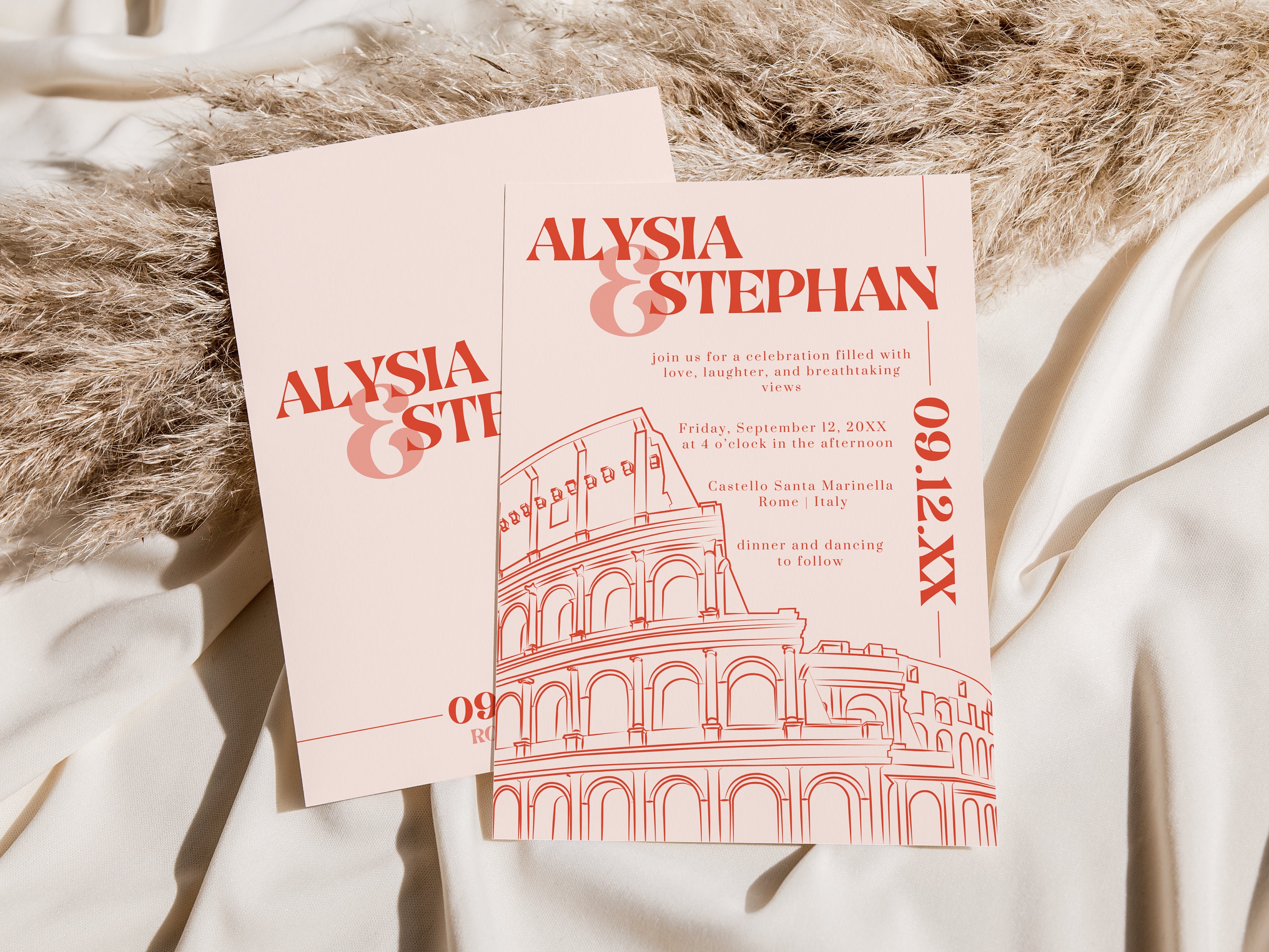 Modern Italian Wedding Invitation Template | Editable Rome Italy ...