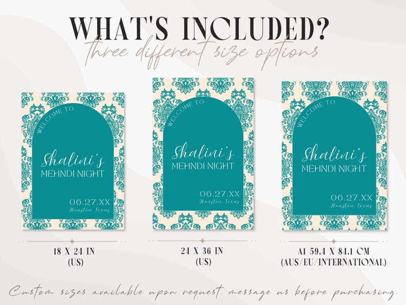 Mehndi Welcome Sign Template | Floral Damask Decor | Editable Canva ...