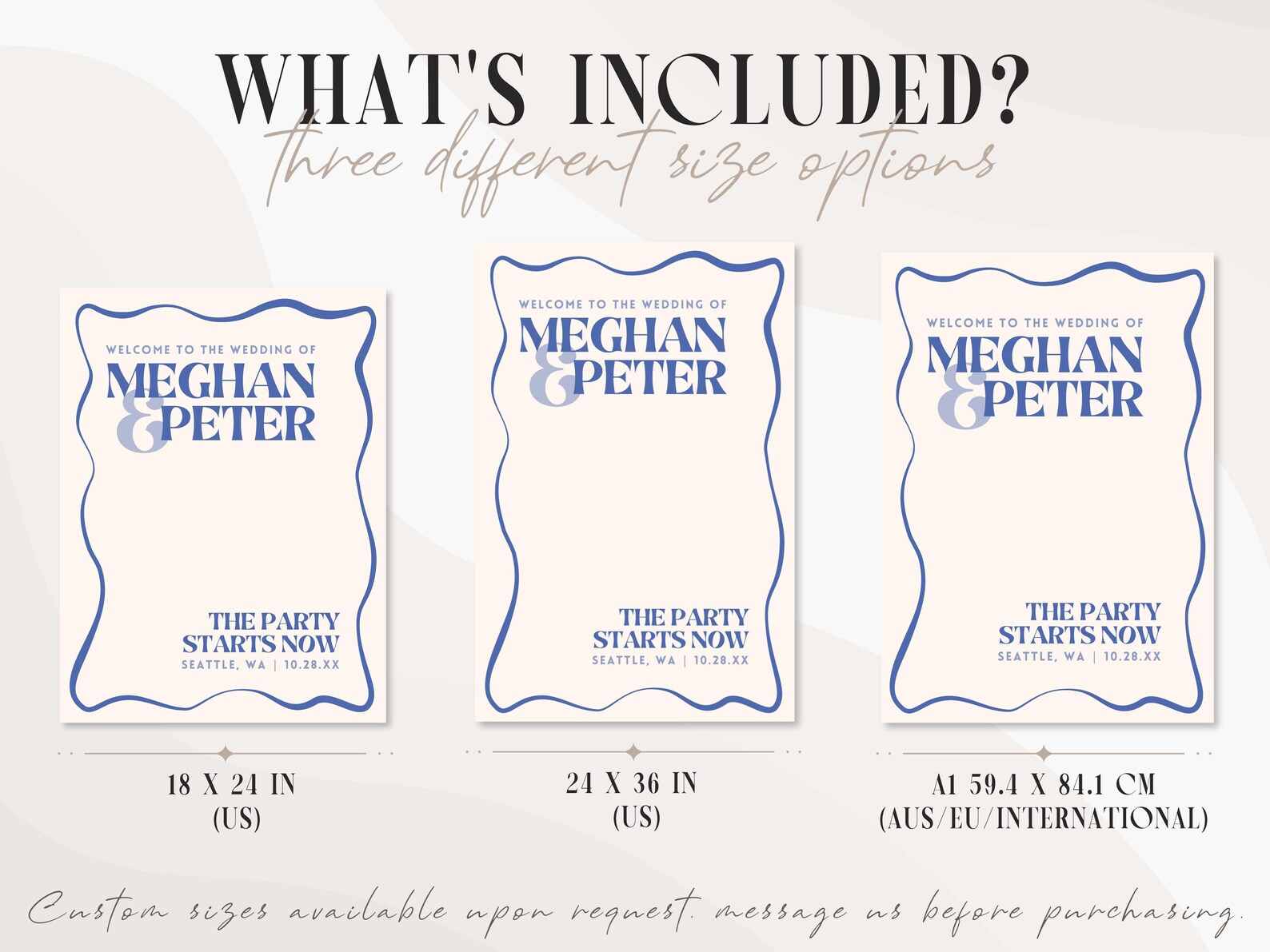 Editable Wavy Wedding Welcome Sign Template | Bold Fun Colors | Digital ...