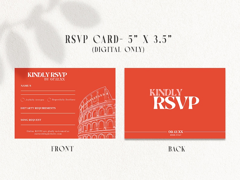 Modern Italian Wedding Invite Set Template | Editable Rome Italy ...