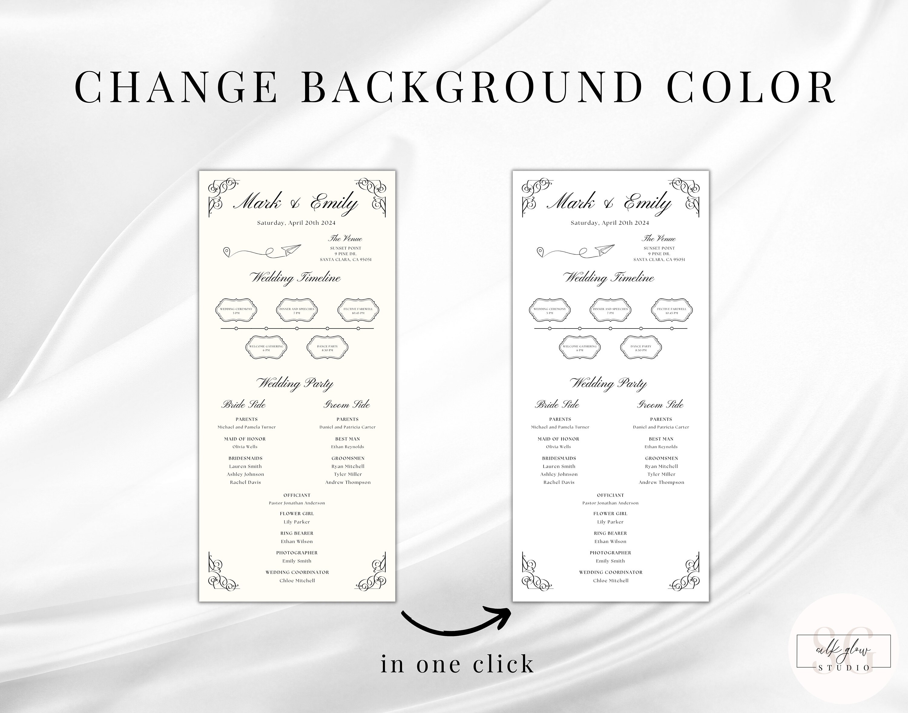 Elegant Infographic Wedding Program Template, Editable Wedding Ceremony ...