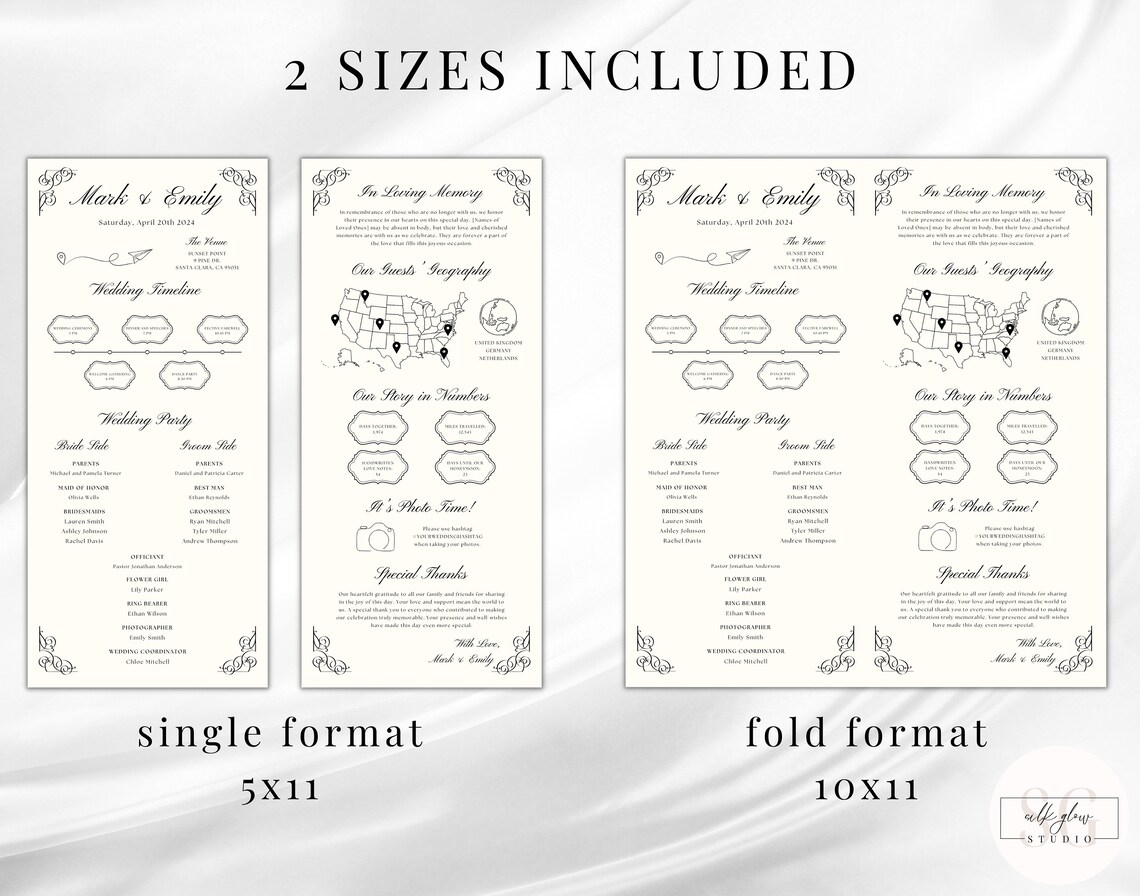 Elegant Infographic Wedding Program Template, Editable Wedding Ceremony ...