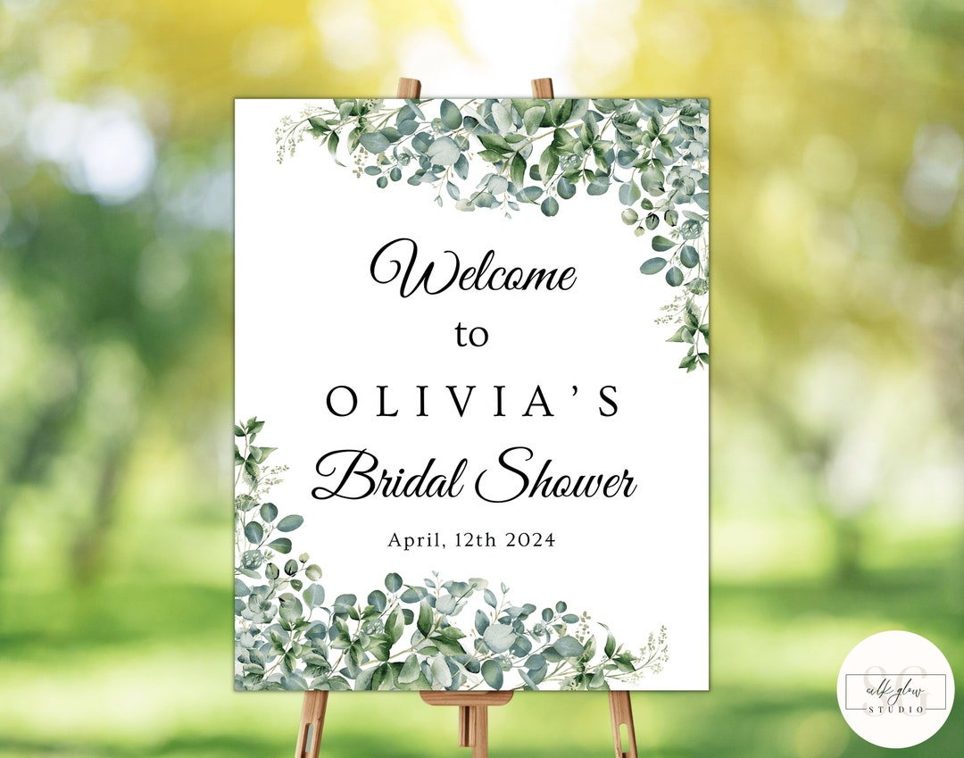 Eucalyptus Bridal Shower Welcome Sign, Greenery Bridal Shower Decor ...