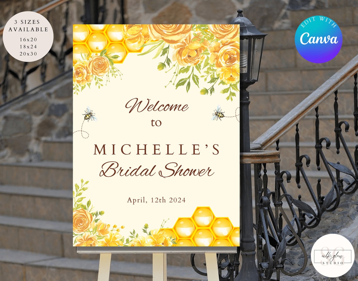 Honey Bridal Shower Welcome Sign, Bride to Bee Welcome Poster, Honeybee ...