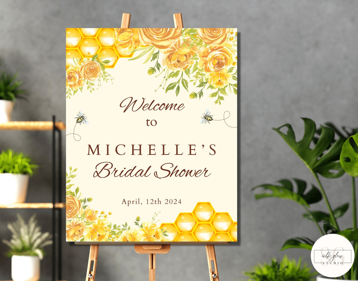Honey Bridal Shower Welcome Sign, Bride to Bee Welcome Poster, Honeybee ...