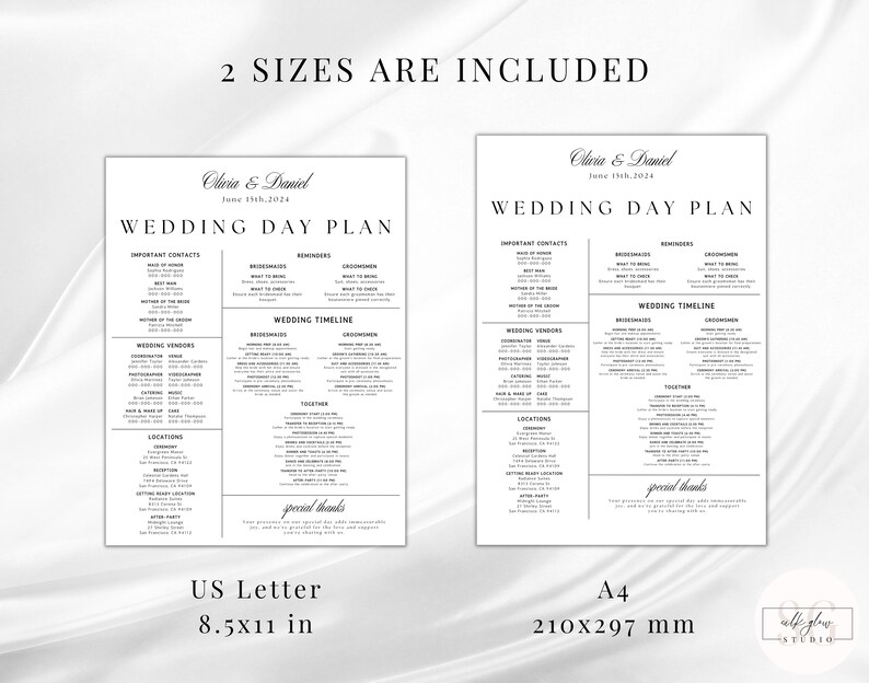 Wedding Day Timeline Printable, Editable Wedding Plan Template, Digital ...