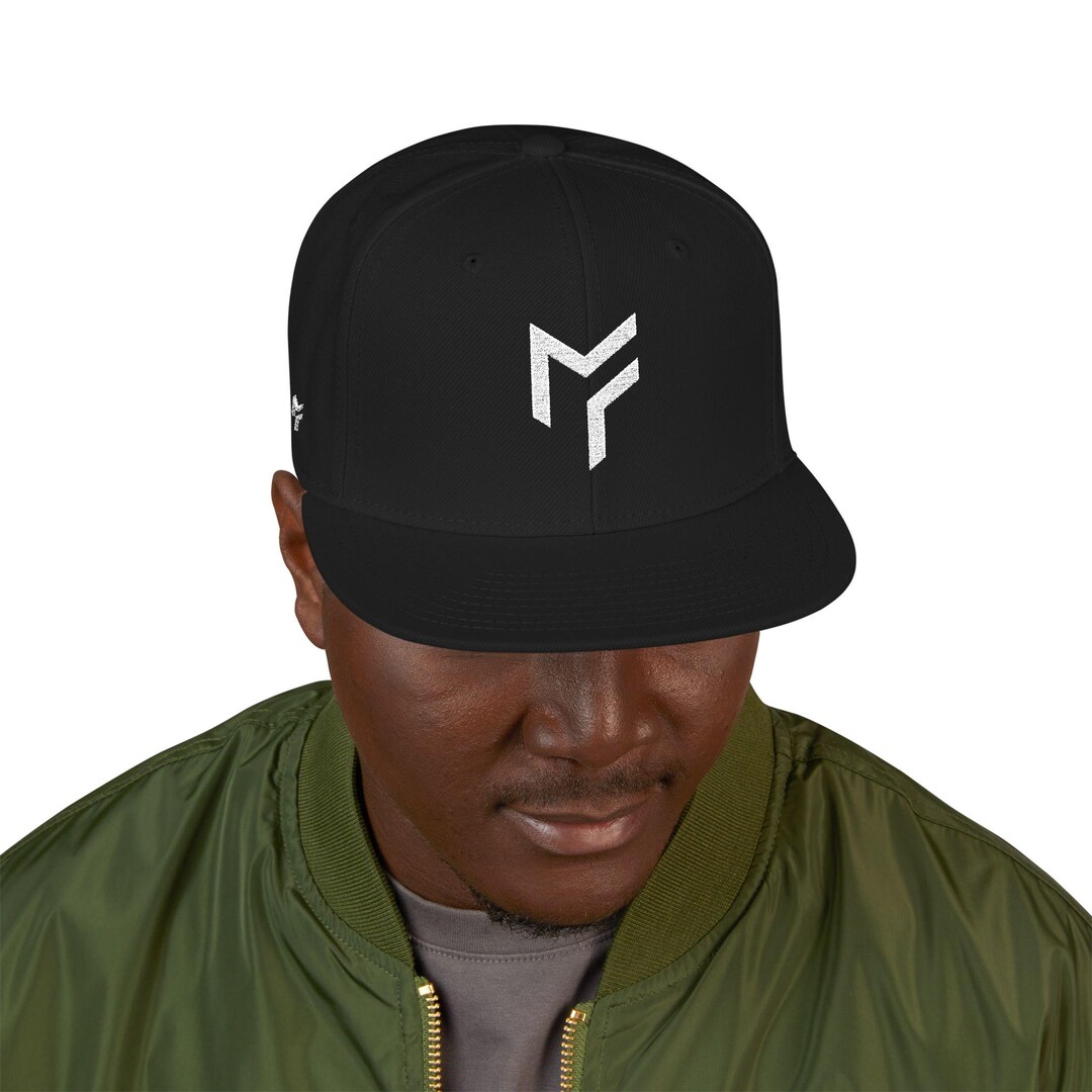 Distressed MF Logo Snapback Hat | Embroidered Flat Brim Cap - Etsy