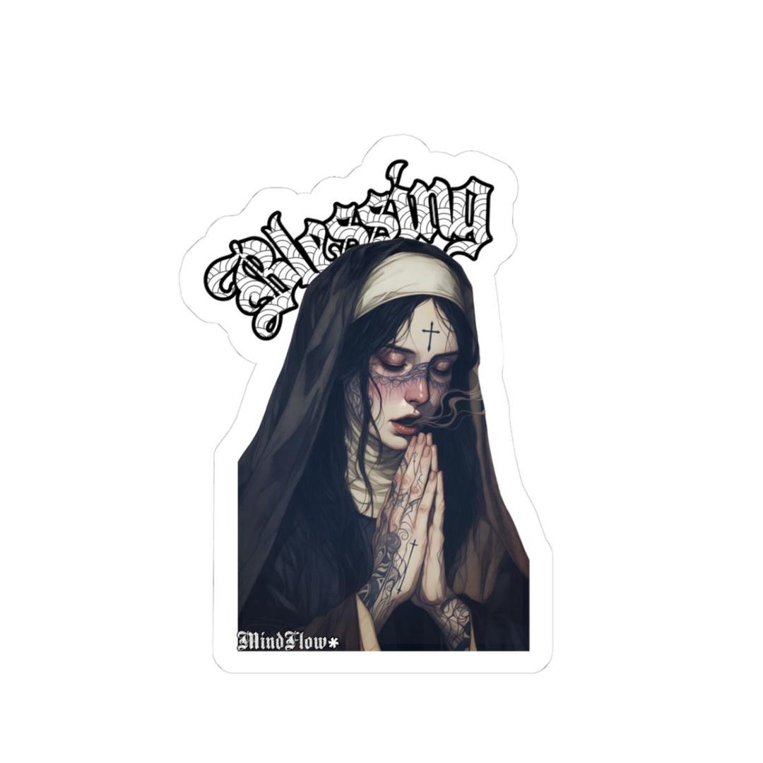 Praying Nun Illustration Kiss-cut Stickers | Gothic Religious Art ...