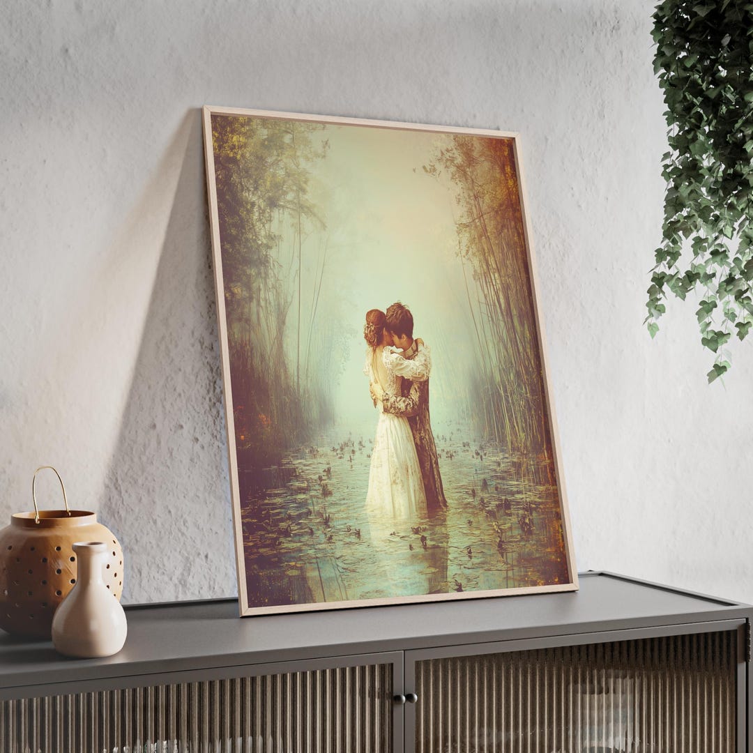 Romantic Couple Middle of Swamp Kissing Poster, Wall Art, Home Decor ...