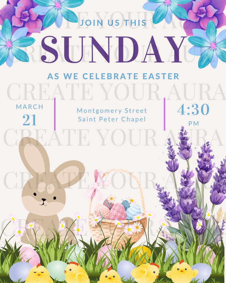 Printable Easter Party Invitation, Customizable, Easter Brunch ...