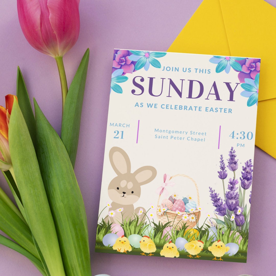 Printable Easter Party Invitation, Customizable, Easter Brunch ...