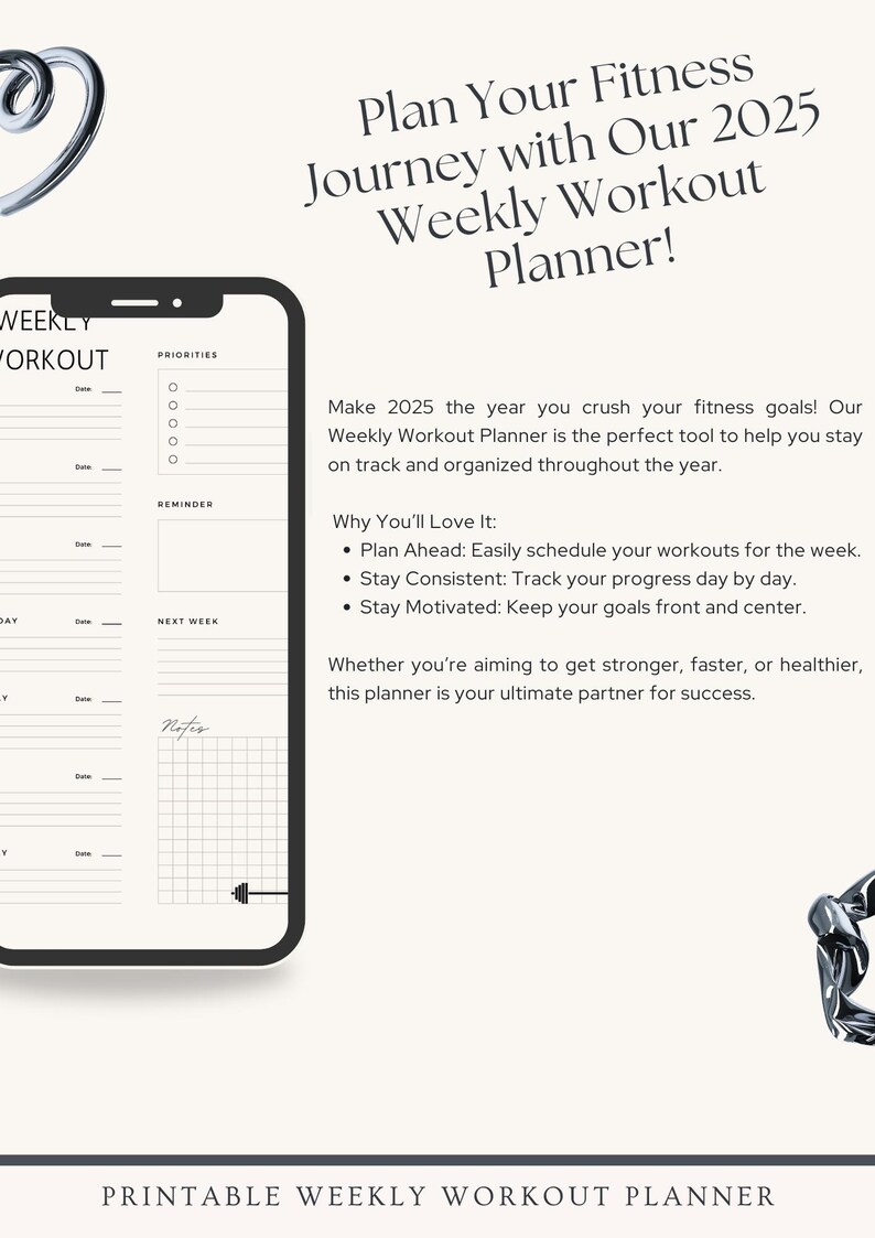 Weekly Workout Planner,fitness Schedule Template, Exercise Log,gym ...