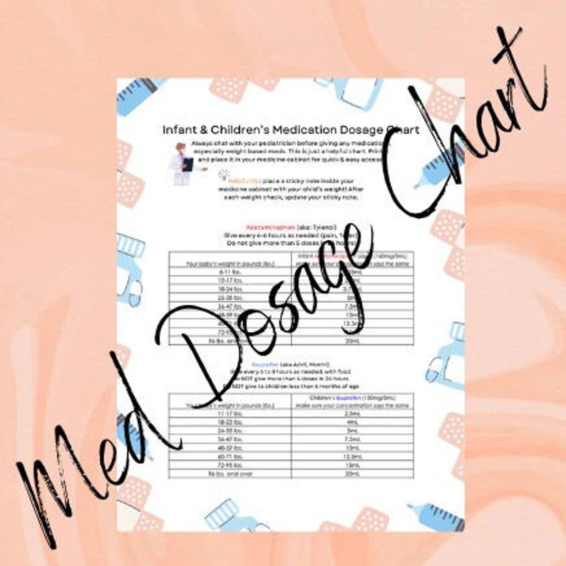 Infant & Children's Medication Dosage Chart - Etsy