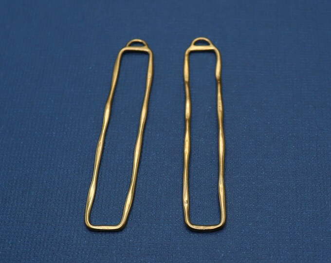 Raw Brass Rectangle Earring Connectors, Chandelier Earring Connector ...
