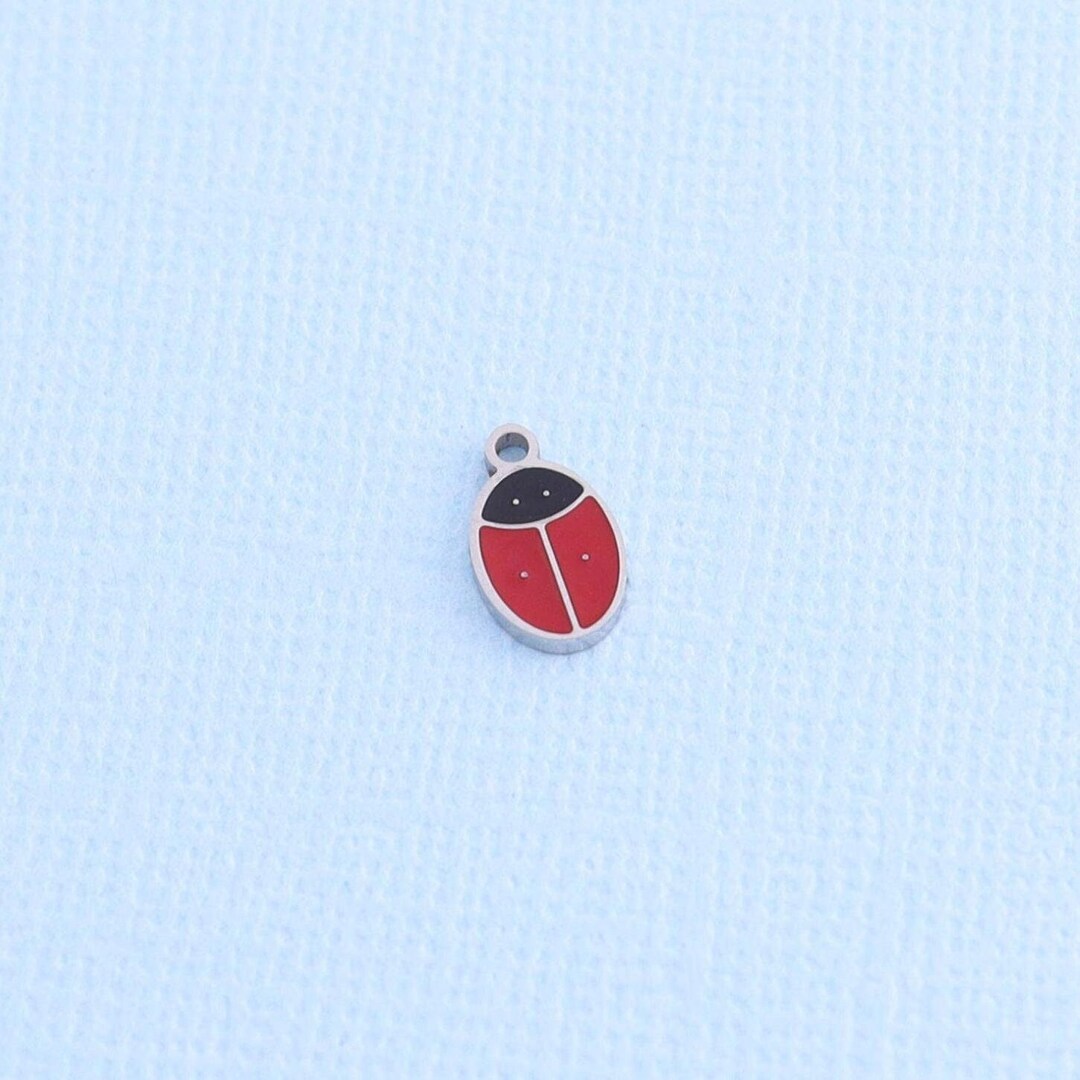 Stainless Steel Enamel Ladybug Charm, Charm Necklace Jewelry Making ...
