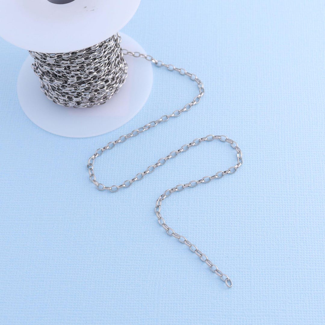 Stainless Steel Silver Rolo Chain, Jewelry Making, by the Foot - Etsy